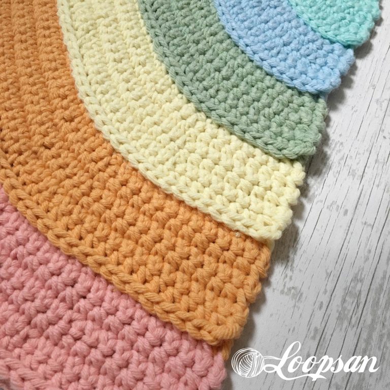 Pastel rainbow crochet rug