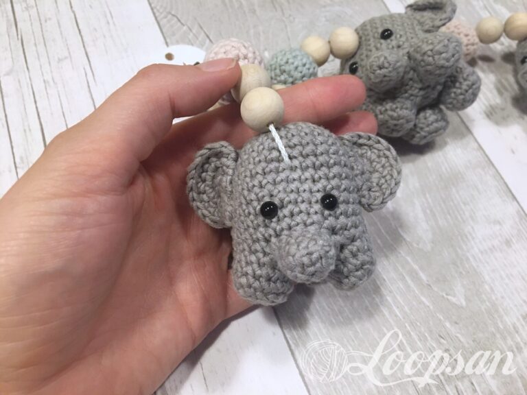 Ellen the Elephant Pram Chain - Loopsan Crochet Blog